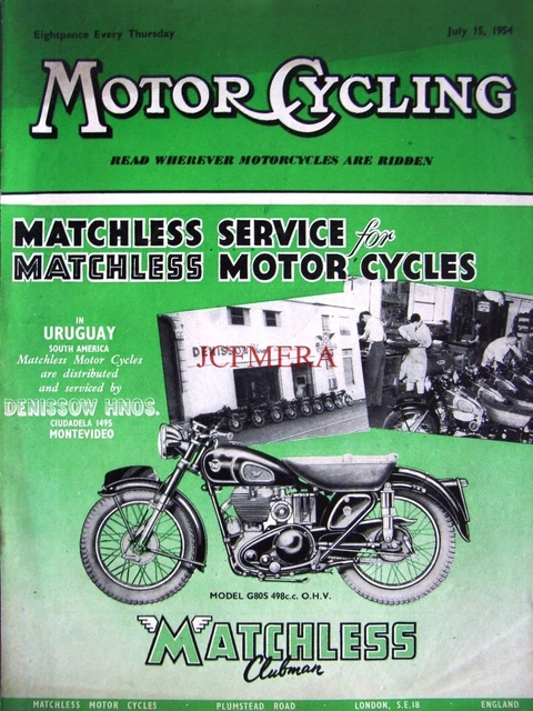 JUL 15 1954 Matchless 'G80S Clubman' Motor Cycle ADVERT - Magazine ...