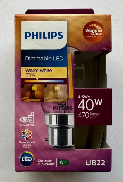 PHILIPS COREPRO DIMMABLE LED Golf Ball BC 2700K 4.5W = 40W - 9290024759 ...