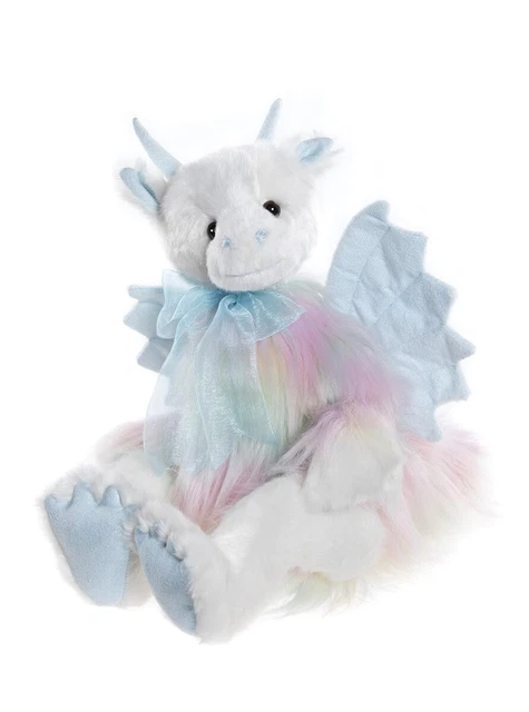 CHARLIE BEARS 2024 Kenna Dragon Teddy Bear Grey Plush Toy Bow Fantasy ...
