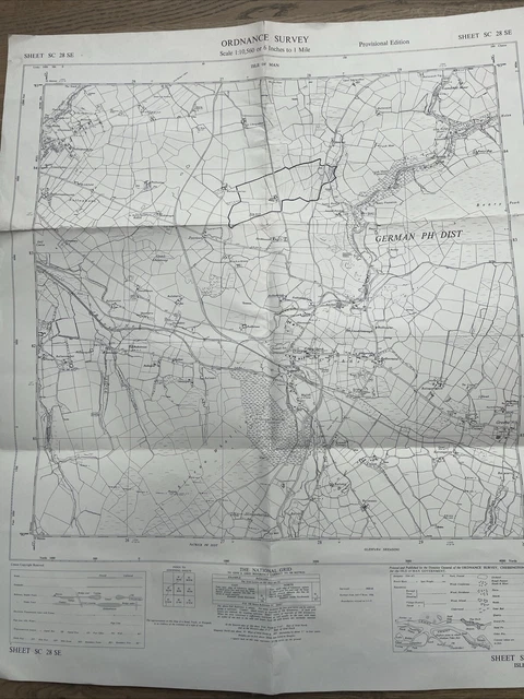 VINTAGE 1958 OS Six-Inch Map, Provisional Edition - Sheet SC 28 SE ...