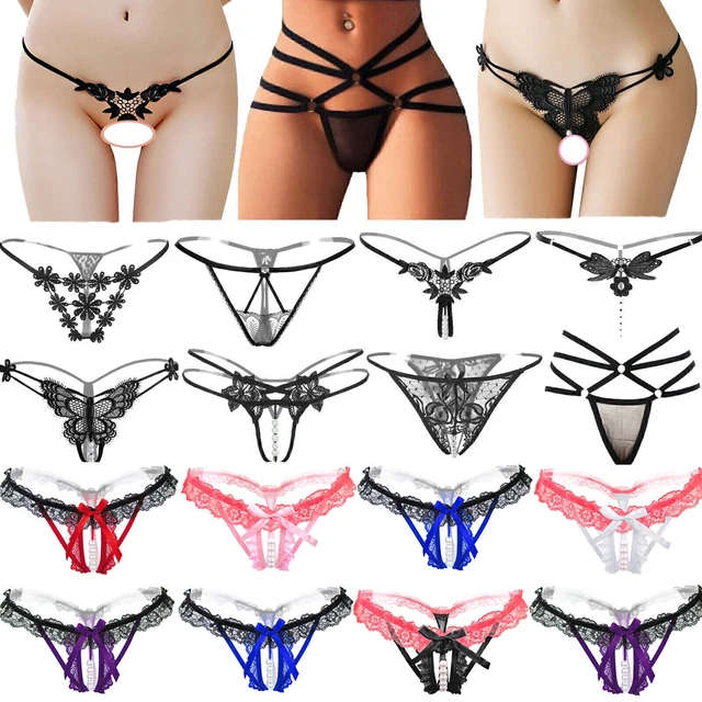 FRAUEN SEXY STRING Spitze Schritt Offen Tanga Dessous Bowknot G-Strings Panties EUR 4,75 ...