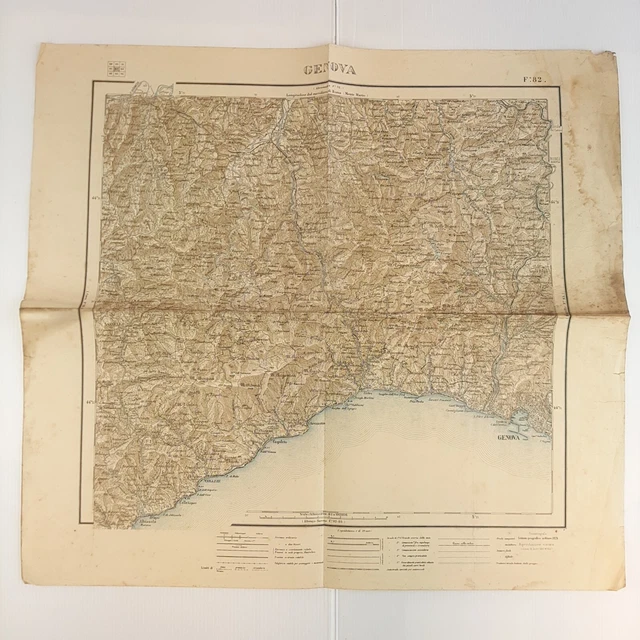 CARTINA GEOGRAFICA, CARTINA militare - Genova - Liguria - Italia 1925 ...