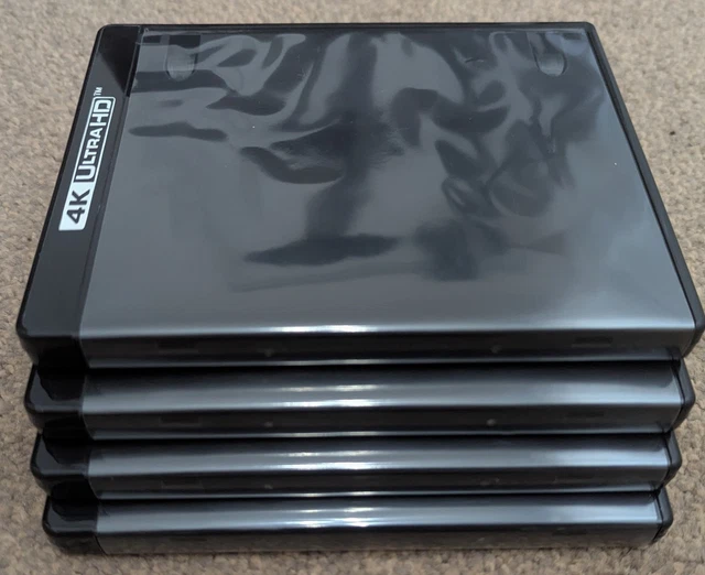 4K ULTRA HD UHD 14mm 2 Disc Blu Ray Case PACK OF 4 Black BUNDLE Film TV ...