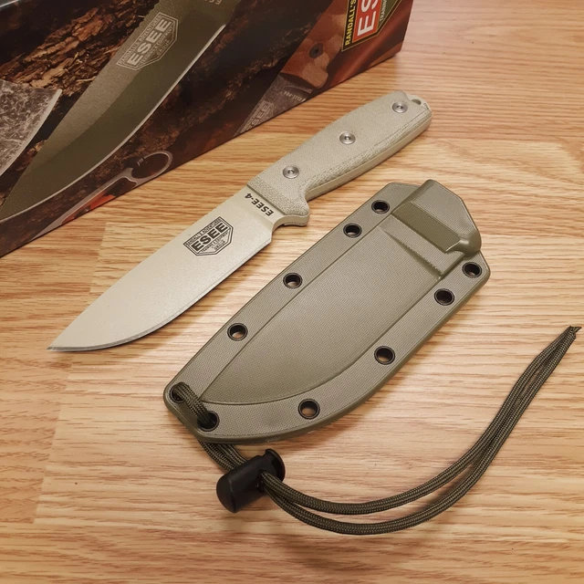 ESEE MODEL 4 Fixed Knife 4.5" 1095HC Steel Blade OD Green Canvas ...