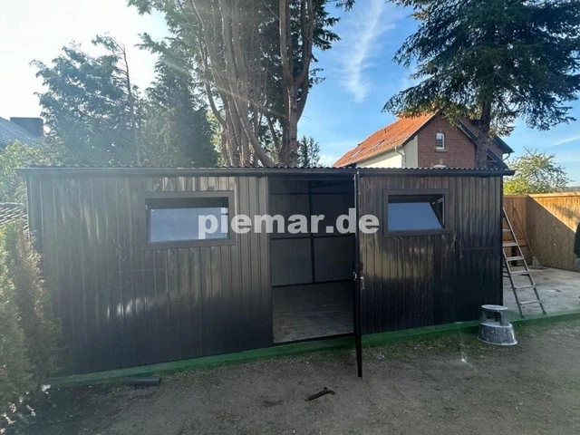 GARTENHAUS SCHUPPE 5X3M Gerätehaus Fertiggarage | mit Aufbau| Piemar.de ...
