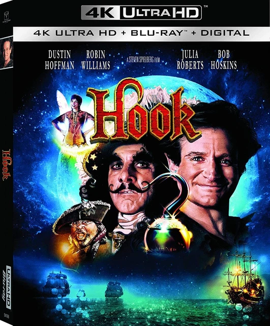 HOOK (4K UHD Blu-ray) Dustin Hoffman Robin Williams Julia Roberts Bob ...