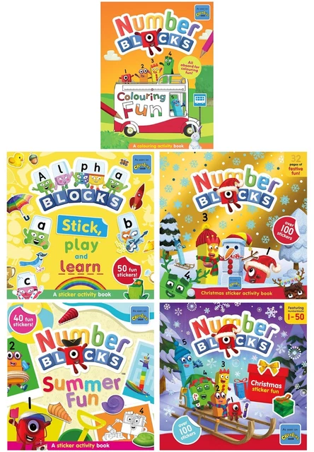 NUMBERBLOCKS CHRISTMAS COLOURING Fun & Sticker Activity 5 Bks ...