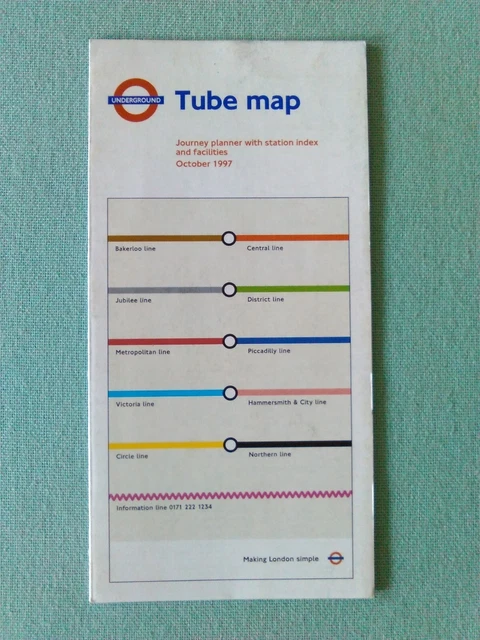 LONDON UNDERGROUND TUBE Map October 1997 £2.87 - PicClick UK