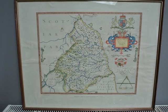1576 SAXTON'S MAP of Northumberland printed by Taylowe Ltd 1972 £134.00 ...