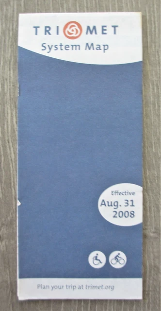 TRI-MET SYSTEM ROUTE Map (2008) Bus Light Rail Portland Oregon OR EUR ...
