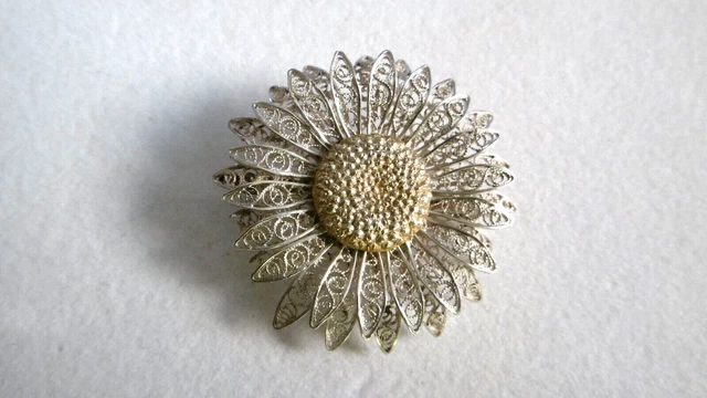ANCIENNE BROCHE MARGUERITE filigrane en argent EUR 20,00 - PicClick FR