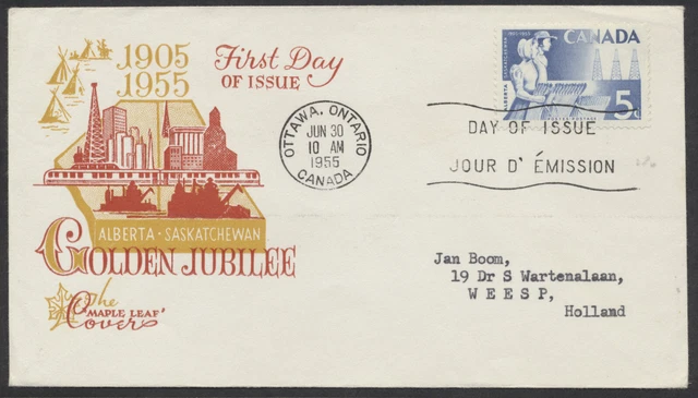 1955 #355 PRAIRIES FDC Maple Leaf Covers Cachet Ottawa $21.25 - PicClick CA