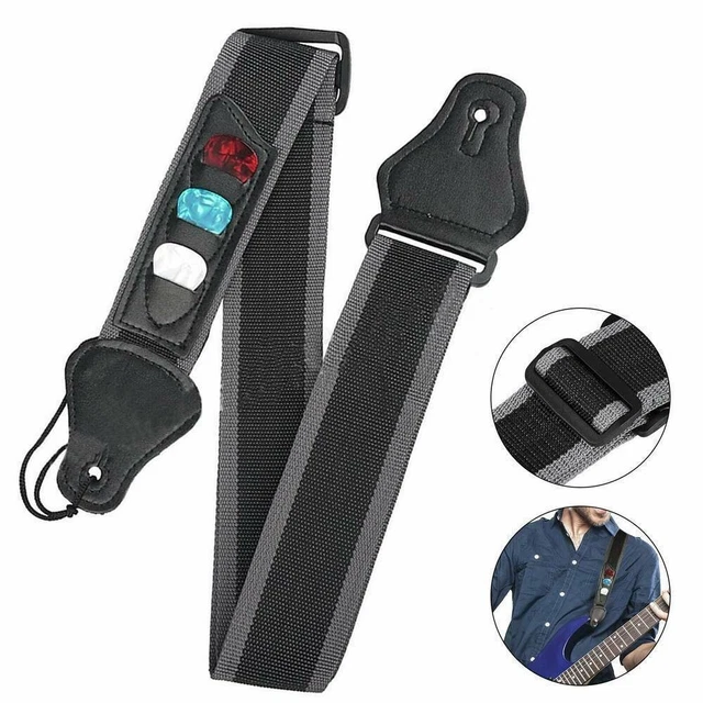 CEINTURE DE SANGLE de guitare r glable l g re avec picks poche mat riau nylo EUR 7,96 - PicClick FR