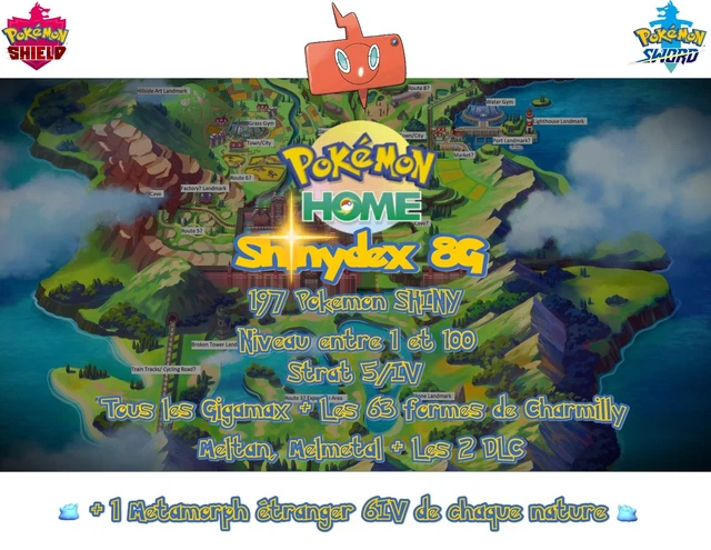 POKEMON HOME SHINYDEX Épée/Bouclier 8G : 197 Pokemon SHINY 7 boîtes EUR ...