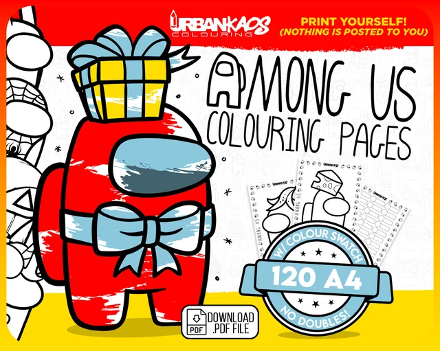 AMONG US - 120 PRINT YOURSELF Colouring Pages - Urban Kaos Colouring £4 ...