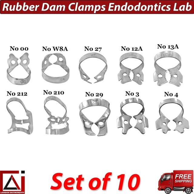 RUBBER DAM CLAMPS for Tooth Isolation Dentists Endodontics Lab Clamps ...
