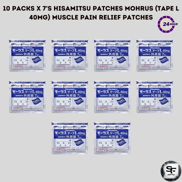 10 PACKS X 7's Hisamitsu Patches Mohrus (Tape L 40mg) Muscle Pain ...