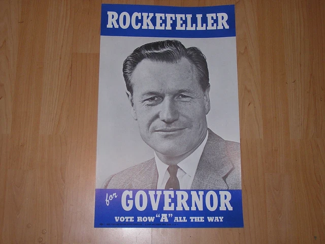 1958-1960 ORIGINAL NELSON Rockefeller For Governor Campaign Poster. NOS ...