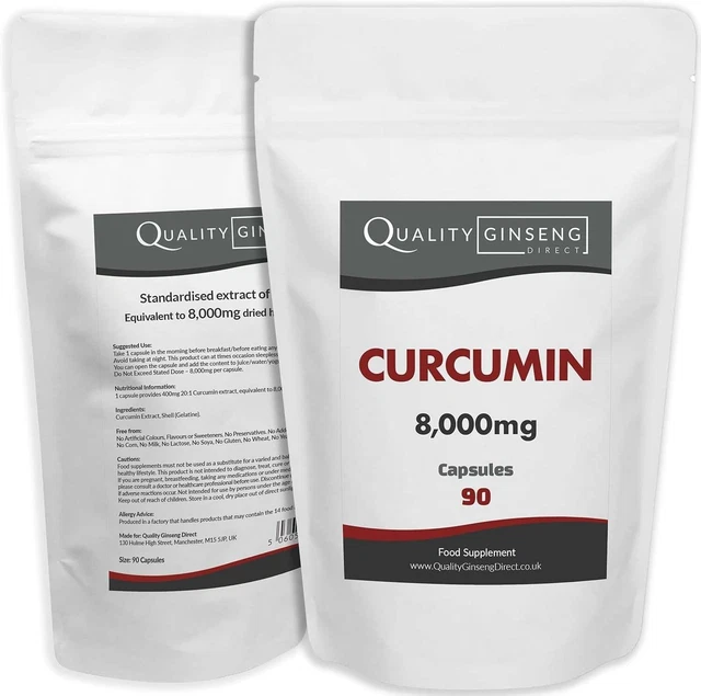 CURCUMIN 8000MG CAPSULES Powerful Formula (90 Capsules) £11.49 ...