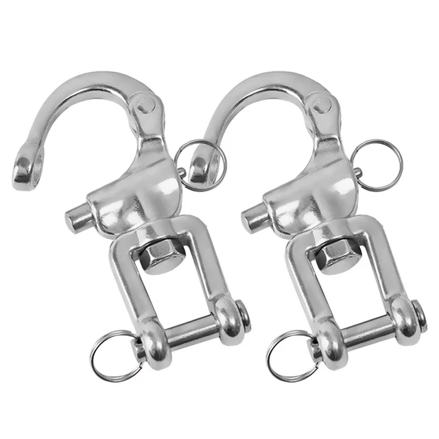2 PCS MARINE Shackle Spring-loaded Hook Carabiner Clip for Boat Anchor ...