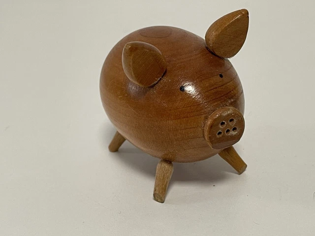 FIGURINE ERZGEBIRGE ÉPANDEUR de sel/poivre cochon 9 x 6 cm. État voir ...
