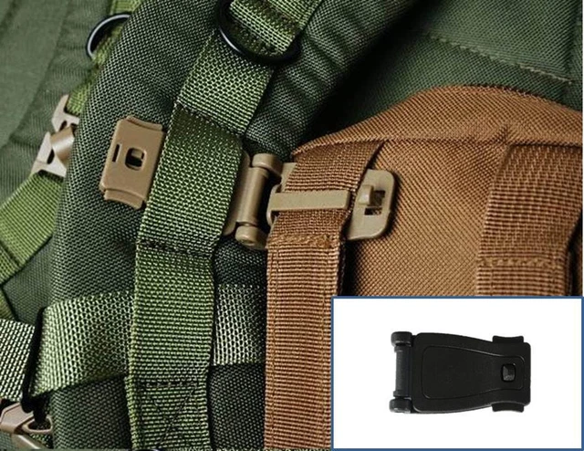 2 BLACK 26MM MOLLE Clip Webbing Strap Buckle Connect Military Army Bag ...