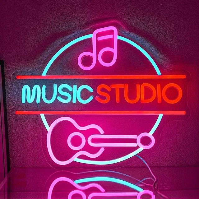 MUSIC STUDIO NEON Signs for Wall Decor Guitar LED Neon Lights for Music ...