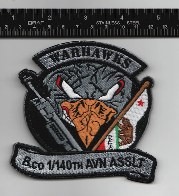 US ARMY AVIATION Patch, B CO 1-140th AVN "WARHAWKS" CA ARNG $11.00 ...