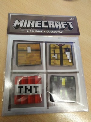 MINECRAFT OVERWORLD 4 Pin Pack Pin Badges mojang jinx square badges £12 ...