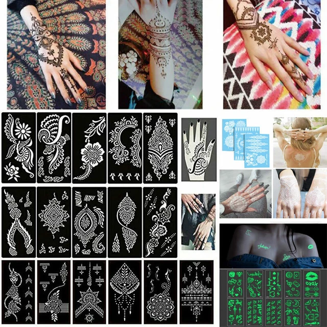 HAND ARM DECAL Body Art Paint Tattoo Stencil Henna Template Stickers ...