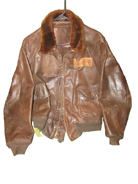 1940S M-422A USN Navy Leather Flight Jacket WW2! NAMED! LT. COM. FLT ...