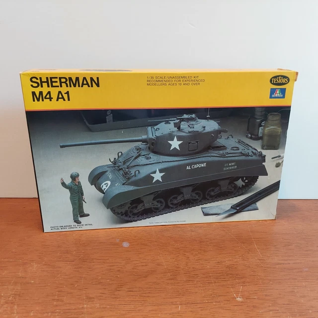 VINTAGE TESTORS/ITALERI 1:35 Scale Sherman M4A1 Tank Model Kit - NIOB ...