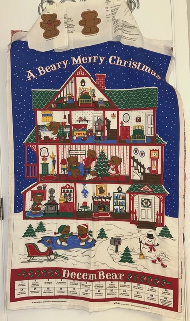 READY-TO-SEW A BEARY Merry XMAS Advent Calendar Fabric, Back Panel ...