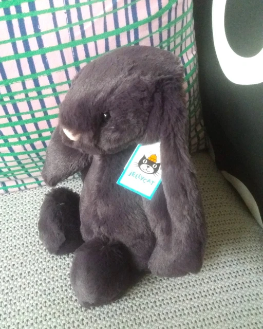 JELLYCAT MEDIUM BASHFUL Inky Bunny ~ BAS3INK ~ Ink Black Rabbit Soft ...