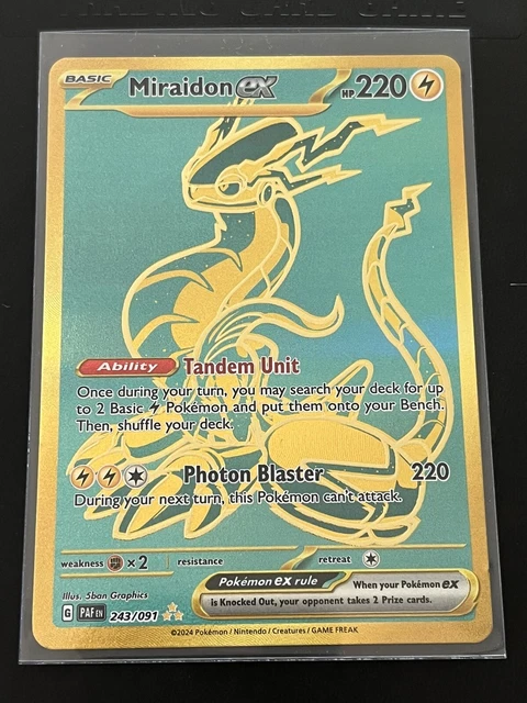 POKÉMON TCG MIRAIDON EX Gold Hyper Rare S&V Paldean Fates (243/091) NM ...