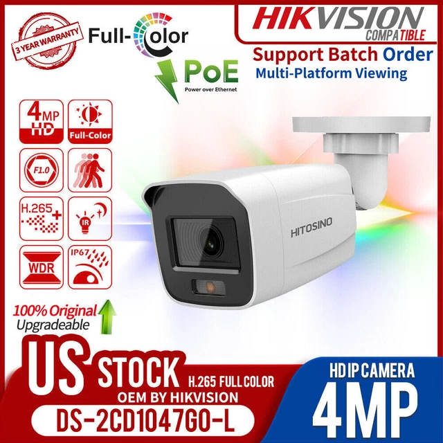 HIKVISION OEM 4MP ColorVu Home Security IP Camera Full Color POE Bullet ...
