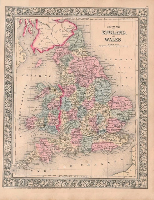 ENGLAND -- WALES -- Map / County Map of England and Wales 1860 £58.81 ...