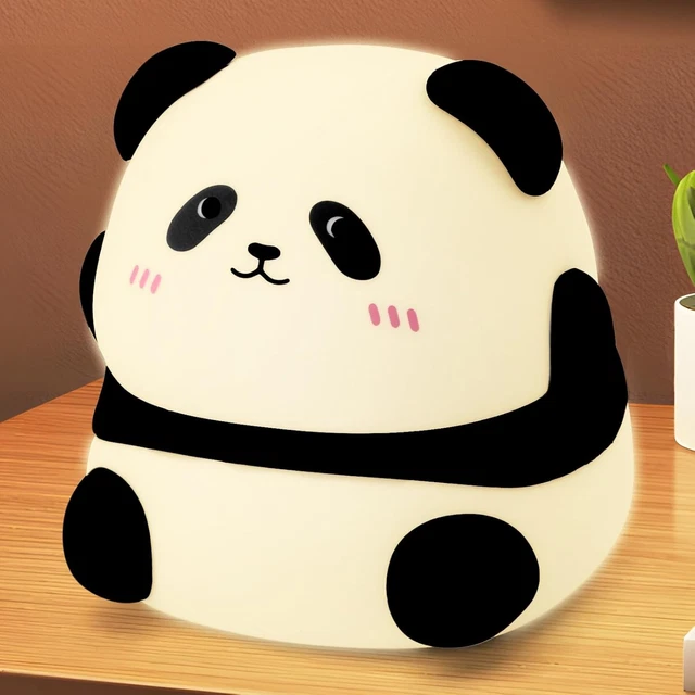 PANDA NIGHT LIGHT Kids, 3 Level Dimmable Cute Lamp Panda Silicone Night ...