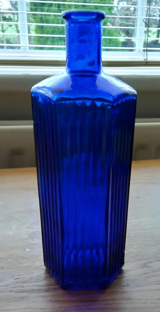 ANTIQUE COLBERT BLUE Hexagonal Medicinal Bottle 9 Inches Tall £20.00 ...