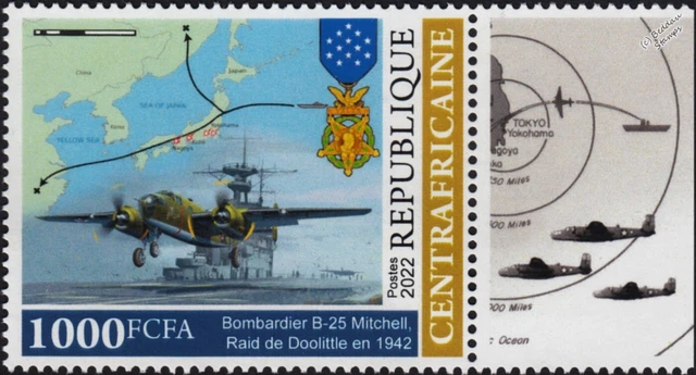 WWII 1942 DOOLITTLE Raid B-25 MITCHELL Aircraft/USS Hornet Take-off ...