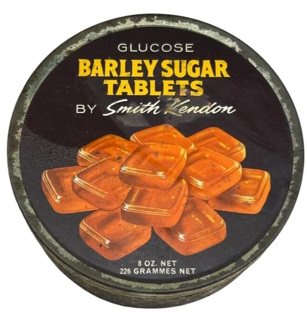 VINTAGE GLUCOSE BARLEY Sugar Tablets Travel Sweets Tin Smith Kendon ...