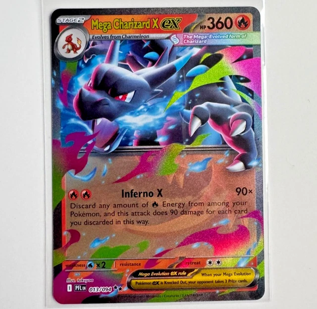 MEGA CHARIZARD X ex 013/094 Phantasmal Flames Double Rare Holo Pokemon ...