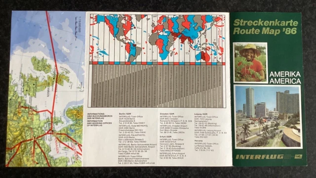 STRECKENKARTE ROUTE MAP INTERFLUG Amerika GDR DDR 1986 EUR 10,00 ...
