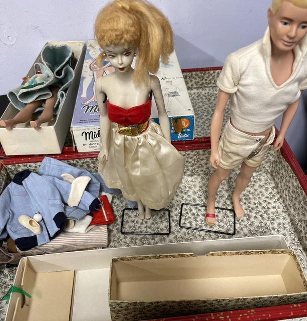 MATTEL BARBIE CARRYING Case Ken 750,Midge 860 1 Blonde Barbie & Some ...