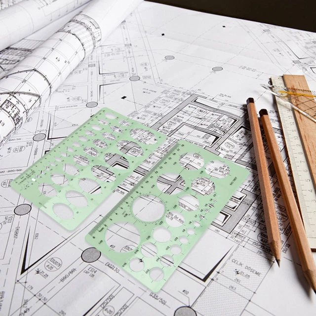 12 PCS MULTIPURPOSE Drawing Rulers Drawing Stencils Geometric Tools ...