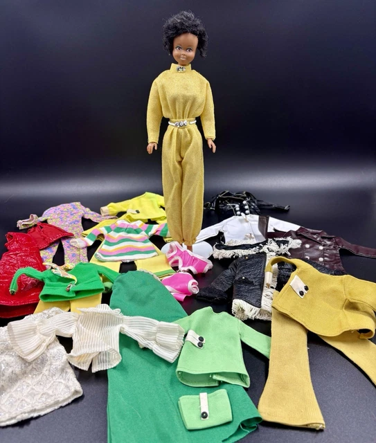 VINTAGE MEGO AA Maddie Mod Barbie Clone Doll & Clothing Lot African ...