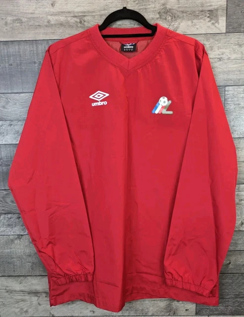 VINTAGE UMBRO FOOTBALL Training Drill Top Shell Mens Size M Red Logo ...