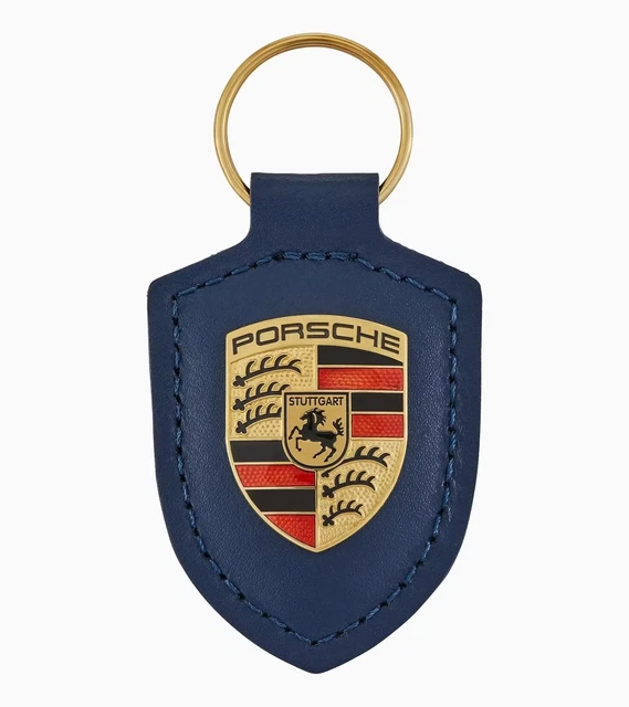 PORSCHE BLUE CREST Key Ring Fob Chain Leather Genuine WAP0500950E EUR ...