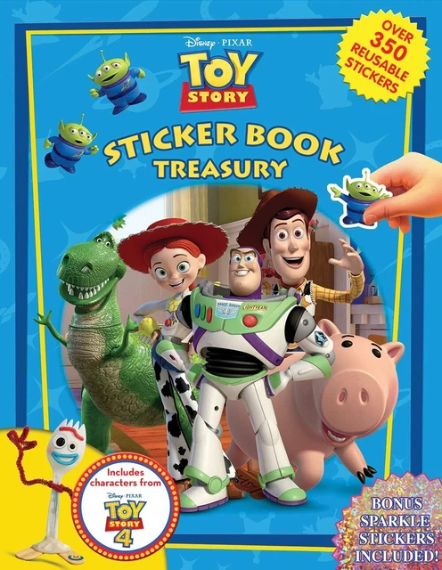 DISNEY TOY STORY Sticker Book Treasury 350 Reusable Stickers + Sparkle ...