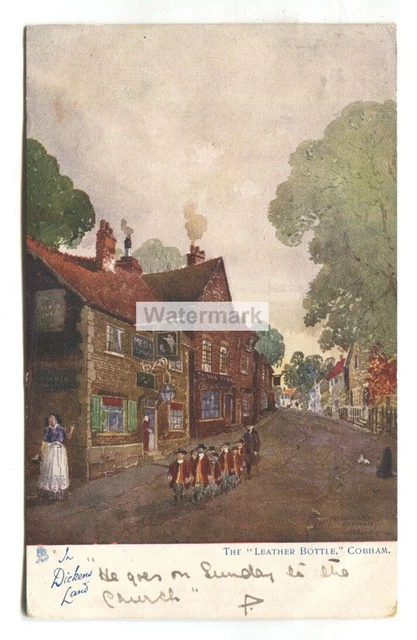 COBHAM, KENT - The Leather Bottle pub, Dickens Land - old Tuck postcard ...
